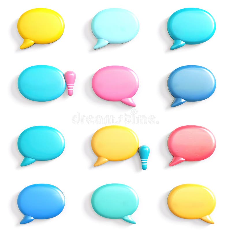 Colorful Speech Bubble Icons in a Grid Pattern on White Background ...