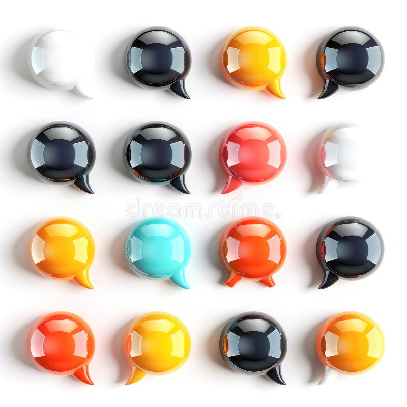Colorful Speech Bubble Icons in a Grid Pattern on White Background ...