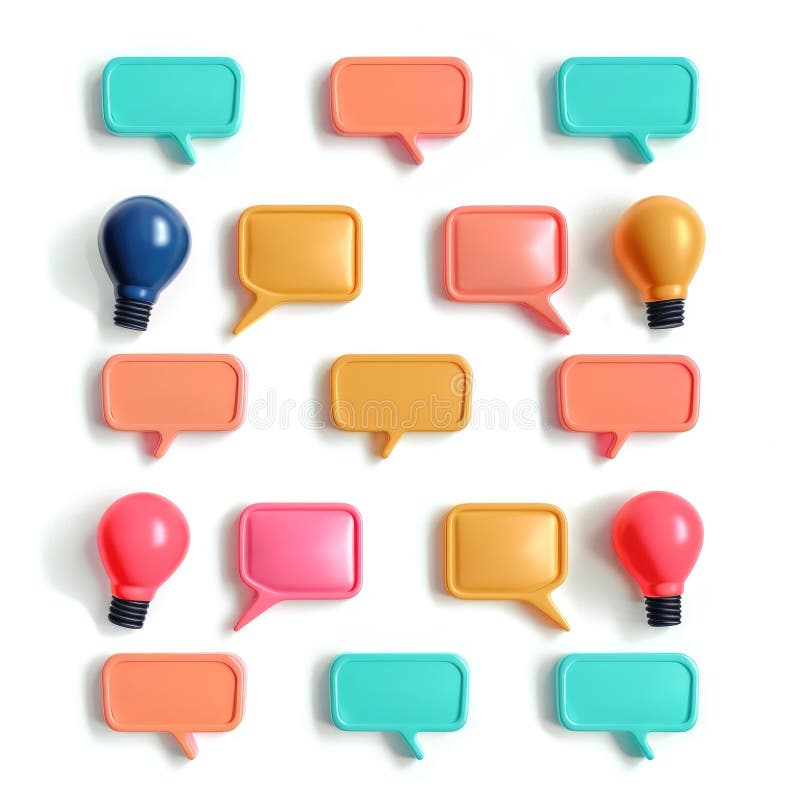 Colorful Speech Bubble Icons in a Grid Pattern on White Background ...
