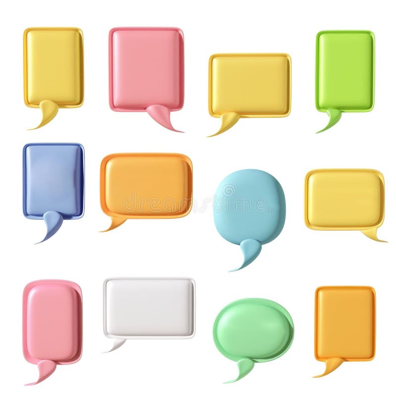 Colorful Speech Bubble Icons in a Grid Pattern on White Background ...