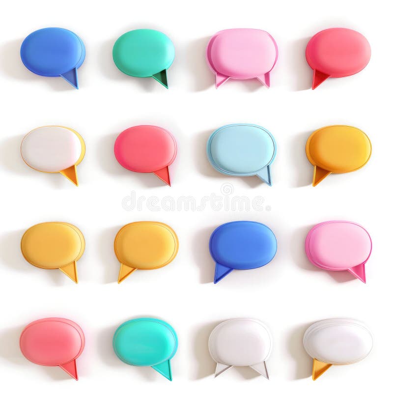 Colorful Speech Bubble Icons in a Grid Pattern on White Background ...