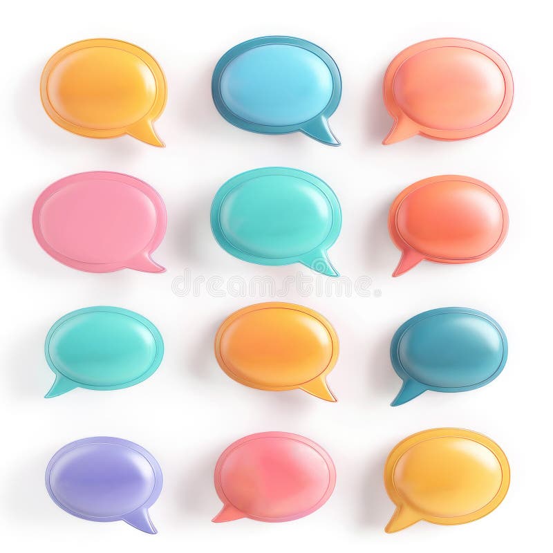 Colorful Speech Bubble Icons in a Grid Pattern on White Background ...