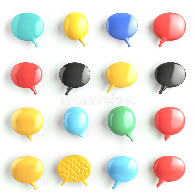 Colorful Speech Bubble Icons in a Grid Pattern on White Background ...