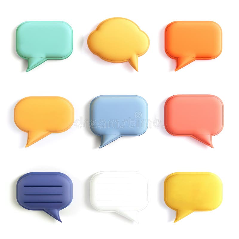 Colorful Speech Bubble Icons in a Grid Pattern on White Background ...