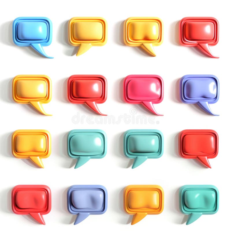 Colorful Speech Bubble Icons in a Grid Pattern on White Background ...