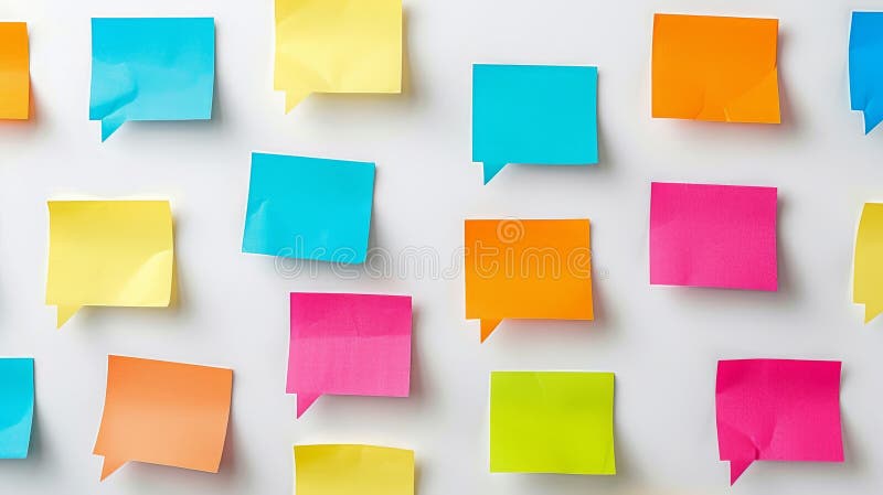 Colorful Speech Bubble Sticky Notes on White Background Stock Image ...