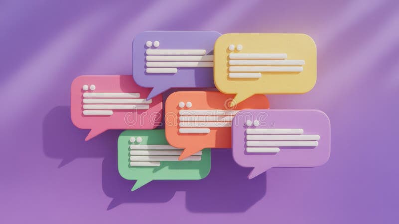 Colorful Speech Bubbles Against a Purple Background, Symbolizing ...