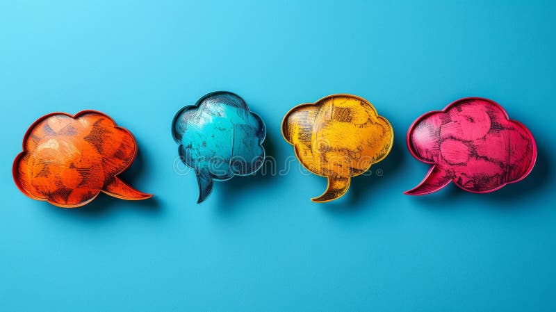 Colorful Speech Bubbles Teal Background Communication Dialogue ...
