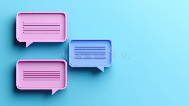 Colorful Speech Bubbles on a Blue Background, Ideal for Communication ...
