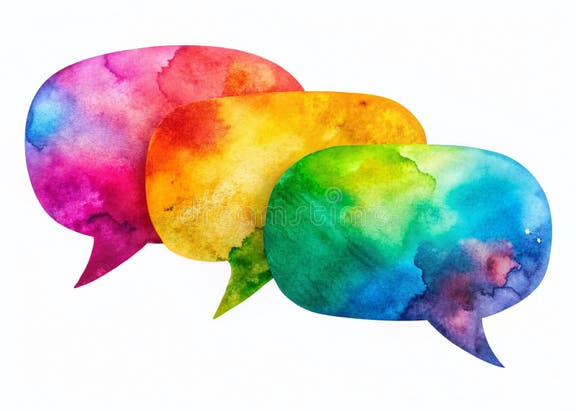 Colorful Speech Bubbles Burst with Energy on a Pristine White Canvas a ...