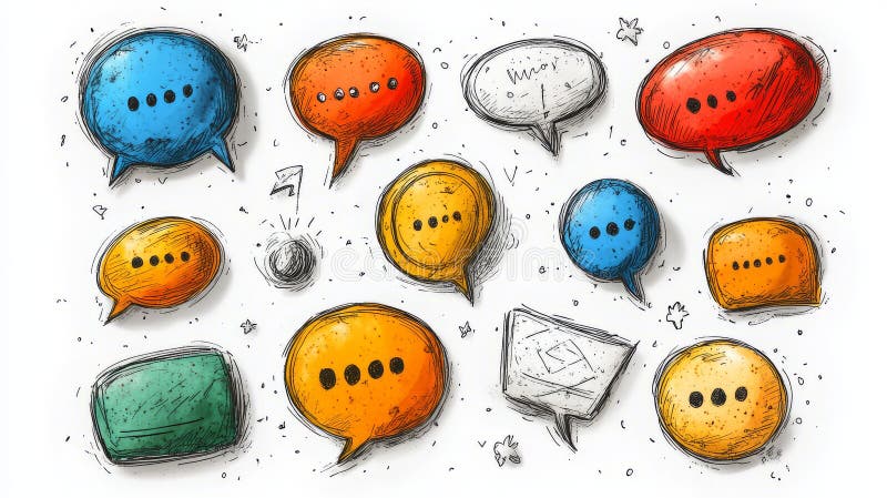 Colorful Speech Bubbles for Communication and Conversation Illustration ...