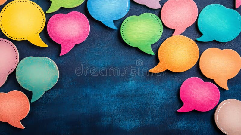 Colorful Speech Bubbles on Dark Background Representing Team ...