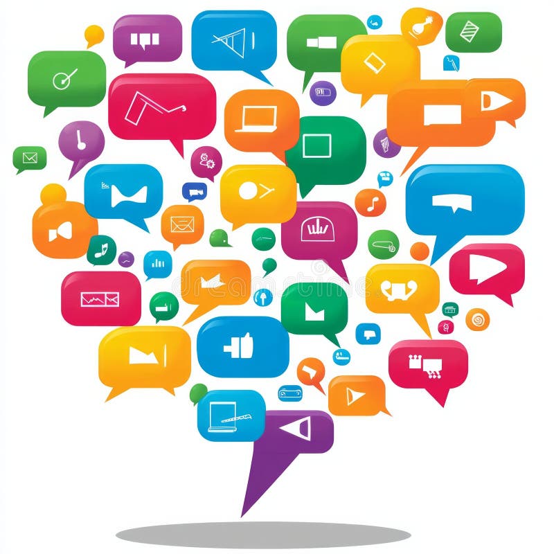 Colorful Speech Bubbles Symbols Representing Communication Social ...