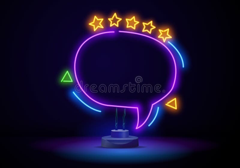 Colorful Speech Bubbles Eith Stars Neon Frame Collection. Empty ...