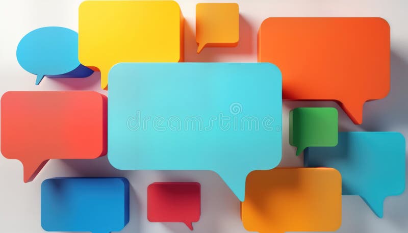 Colorful Speech Bubbles Float in Air Suggesting Communication ...