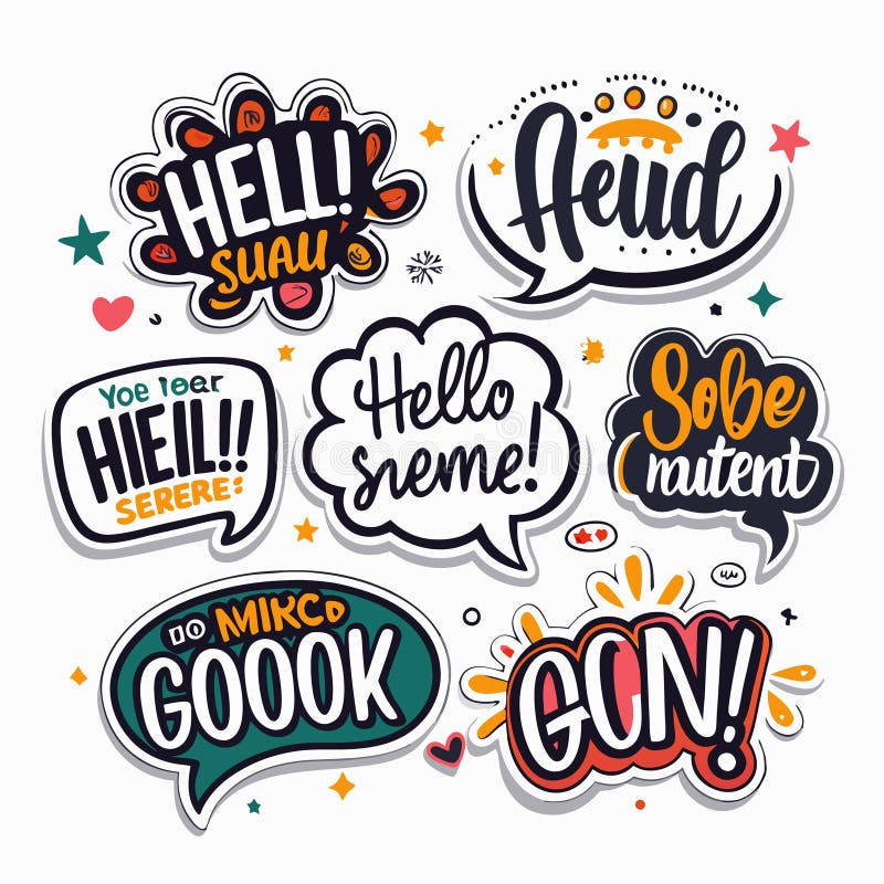 Colorful Speech Bubbles with Greetings in Different Languages Stock ...