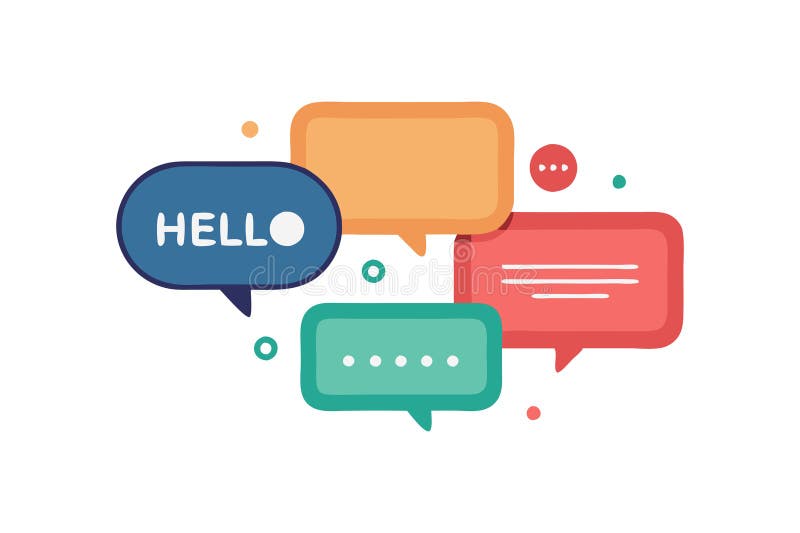 Colorful Speech Bubbles with Hello Text Stock Vector - Illustration of ...