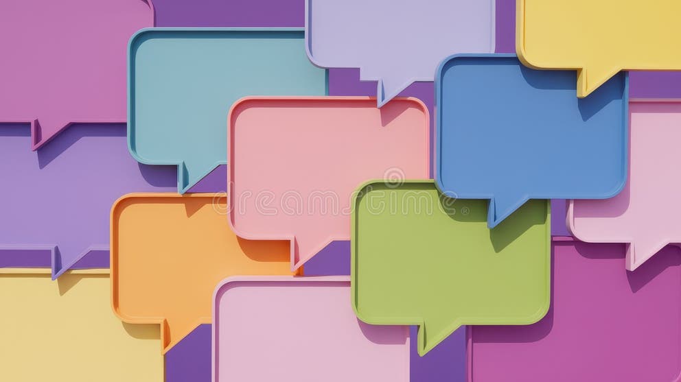Colorful Speech Bubbles in Pastel Shades Create a Vibrant Backdrop for ...