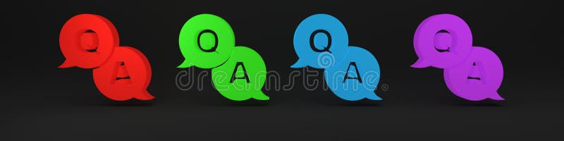 Colorful Speech Bubbles with Question and Answer Icon Isolated on Black ...