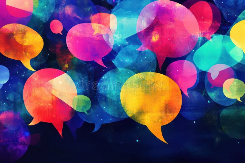 Colorful Speech Bubbles Representing Online Social Media Topics Stock ...