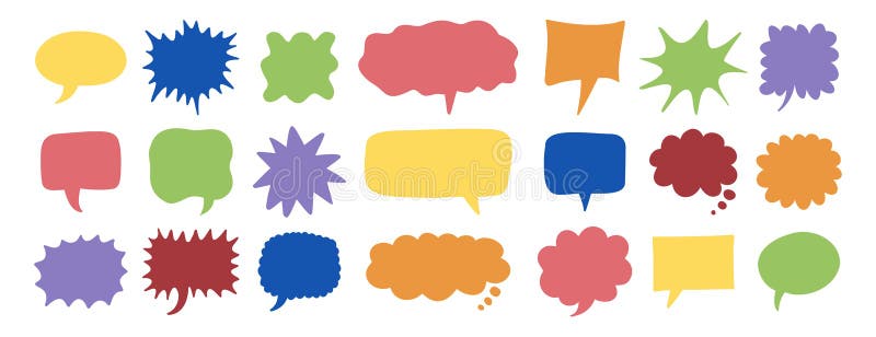 Colorful Speech Bubbles Set. Hand Drawn Vector Cute Communication ...