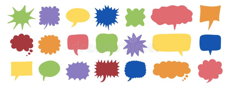 Colorful Speech Bubbles Set. Hand Drawn Vector Cute Communication ...