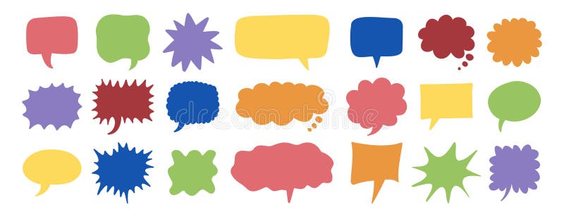 Colorful Speech Bubbles Set. Hand Drawn Vector Cute Communication ...