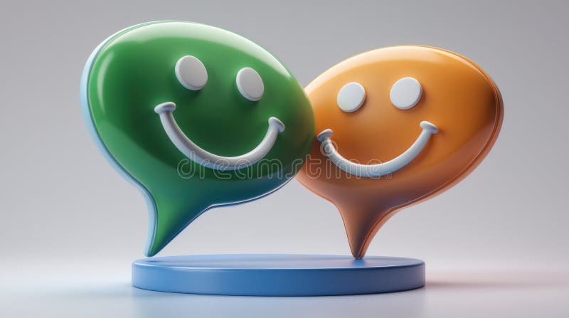 Colorful Speech Bubbles with Smiley Faces: Communication and Positivity ...