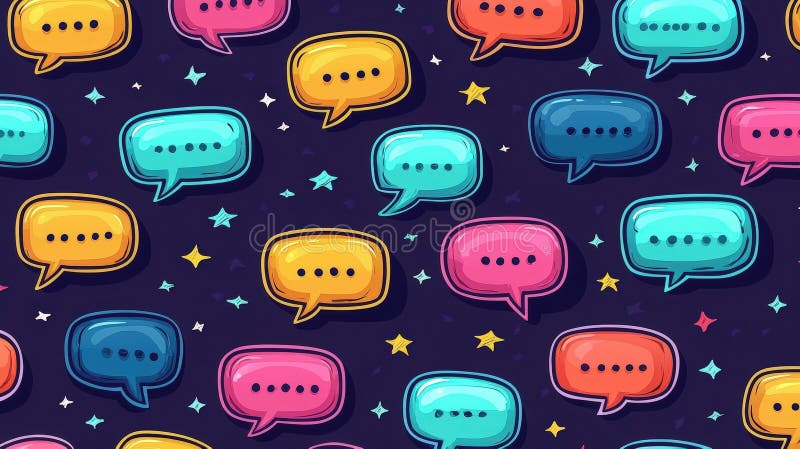 Colorful Speech Bubbles with Stars on Dark Background for Creative ...