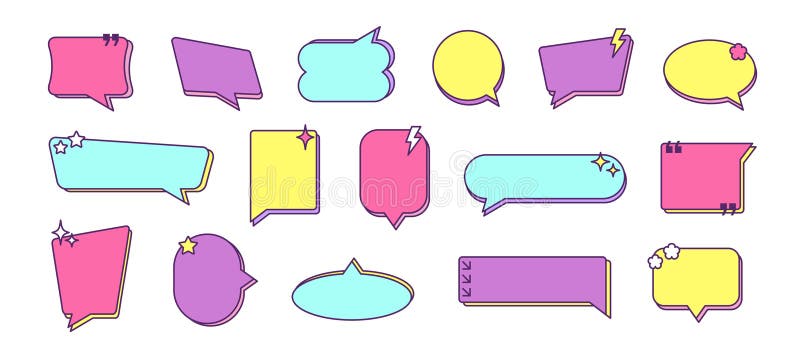 Colorful Speech Bubbles, Text Boxes and Conversation Chats in Retro ...