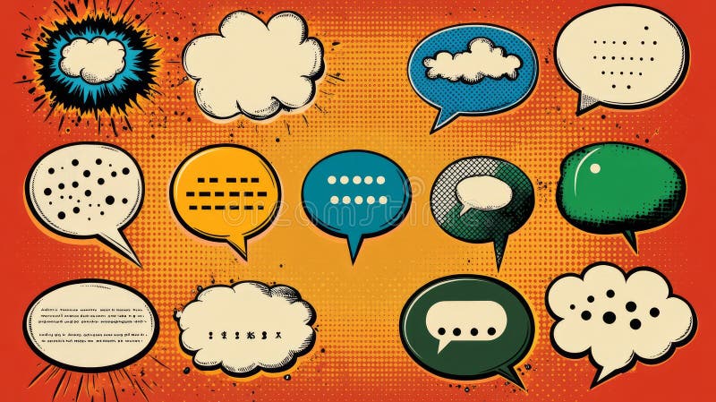 Colorful Speech Bubbles with Varied Designs for Creative Communication ...