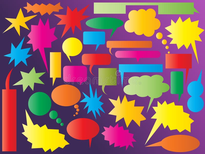 Colorful Speech and Thought Bubbles Stock Vector - Illustration of ...