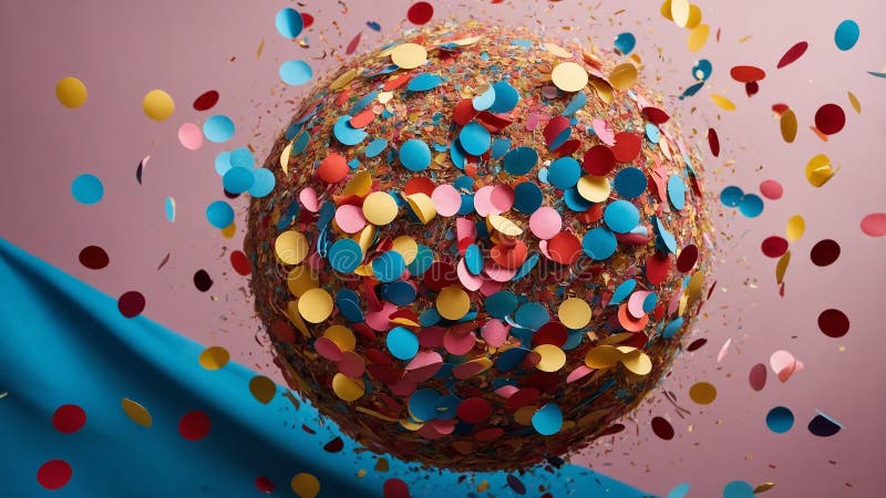 Colorful Sphere Covered in Confetti with Vibrant Background ...