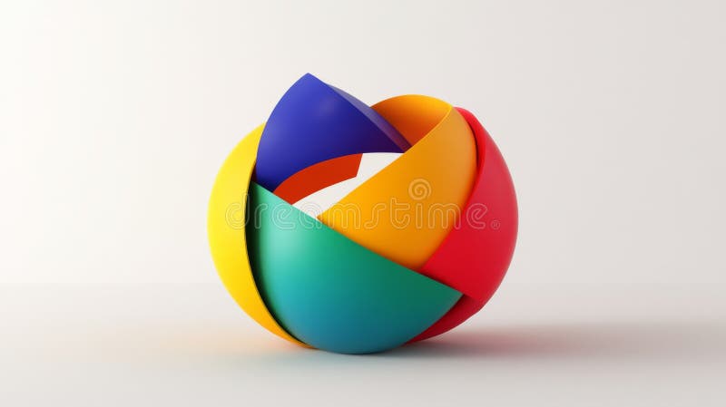 Colorful Sphere Layers Abstract Shape on White, 3D Render , Abstract ...