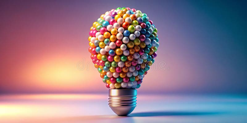 Colorful Sphere Lightbulb a 3D Render of a Lightbulb Composed of ...
