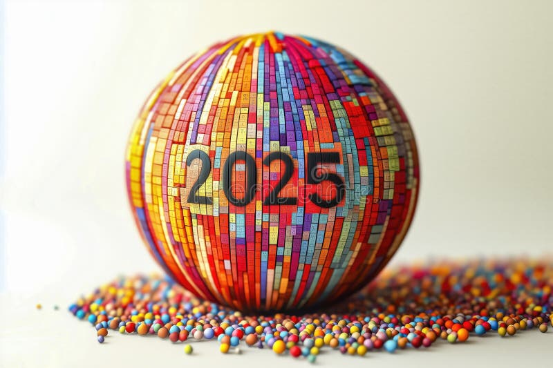 Colorful 2025 Sphere with Multicolored Blocks Stock Illustration ...