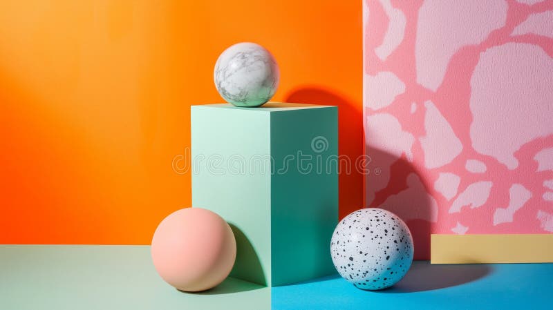 Colorful Spheres Arranged in a Minimalist Geometric Setup Stock Image ...
