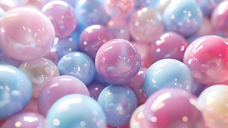 Colorful Spheres and Bubbles Floating in a 3D Abstract Composition ...