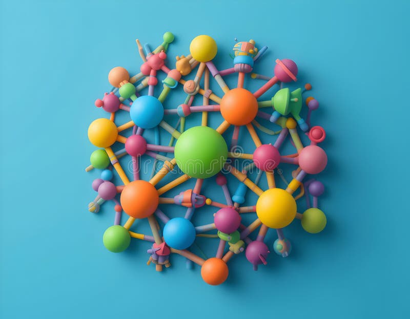 Colorful Spheres Connected in Complex Network Formation on Bright ...