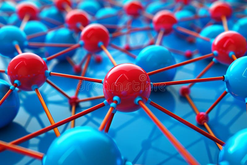 Colorful Spheres Connected by Wires, Abstract Communication and ...