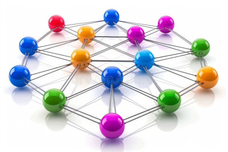 Colorful Spheres Connected by Wires, Communication and Connection ...