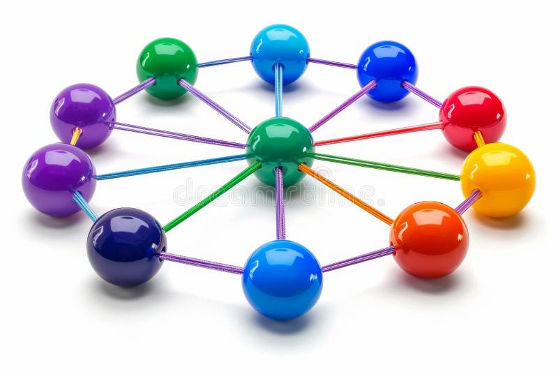 Colorful Spheres Connected by Wires Representing Communication and ...