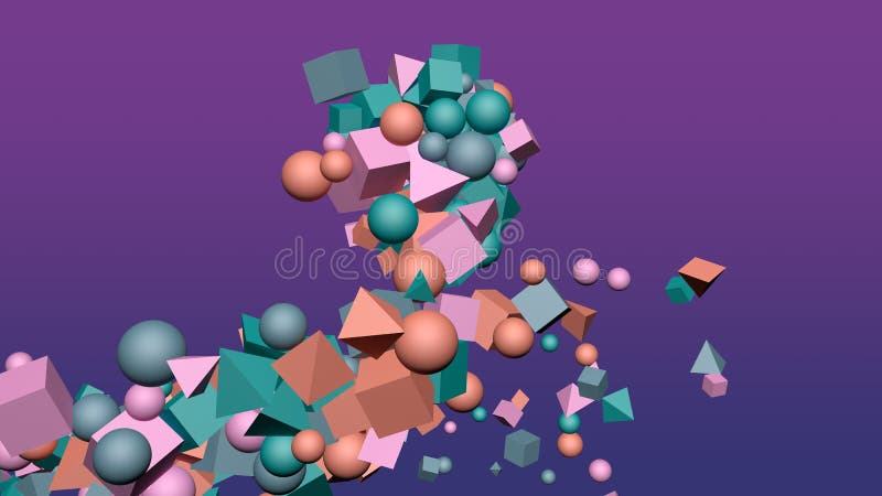Colorful Spheres Cubes Pyramids Geometric Shapes Cluster 3D Rendering ...