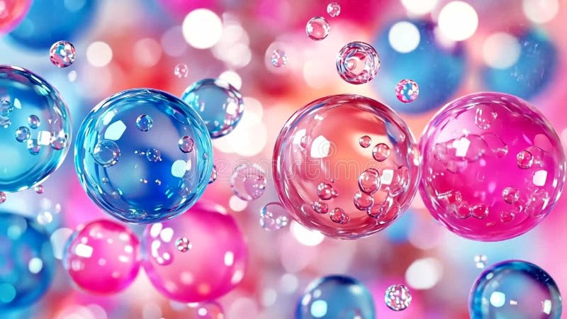 Colorful Spheres Float in an Abstract Design, Filled with Tiny Bubbles and Iridescent Highlights ...