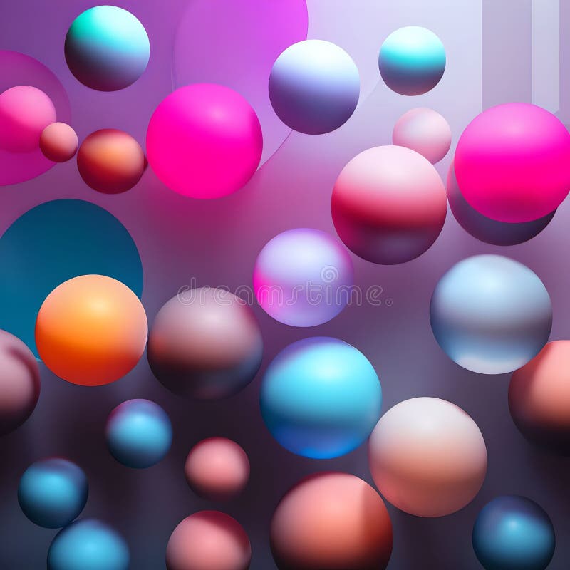 Colorful Spheres Float in a Dynamic and Abstract Composition with a ...