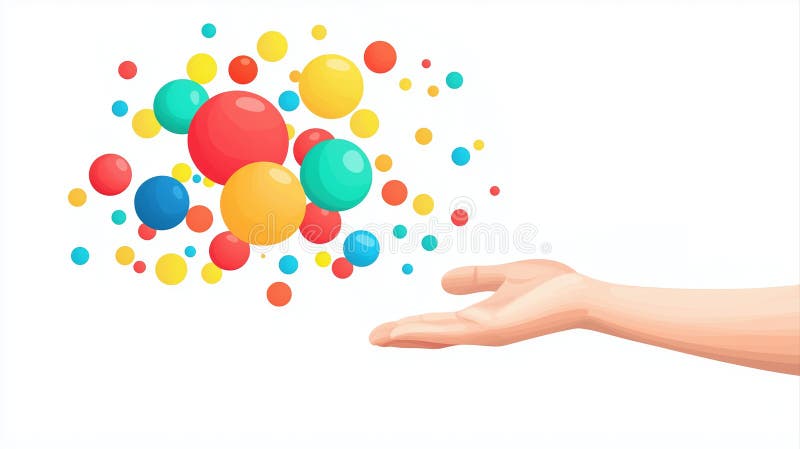 Colorful Spheres Floating Above a Hand in a Creative and Whimsical ...
