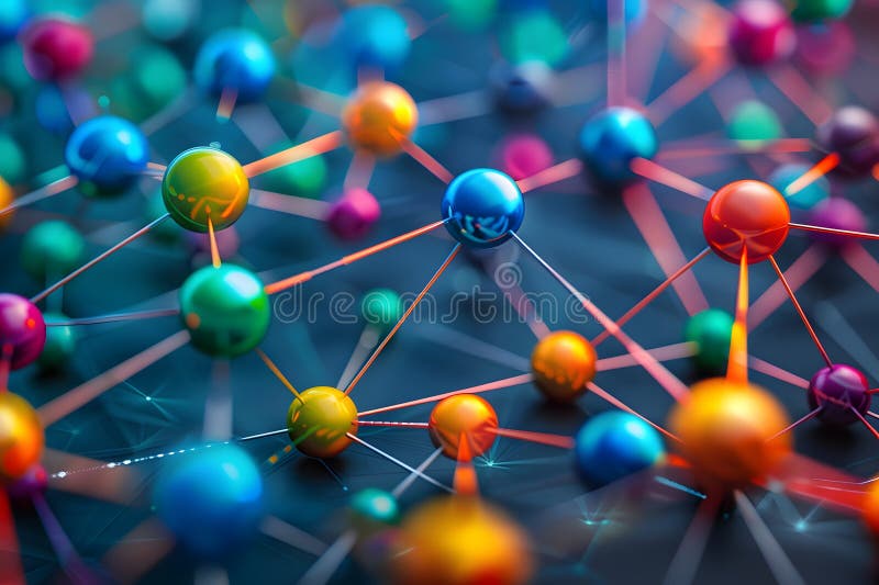 Global Business Network Structure with Colorful Spheres and Connecting ...