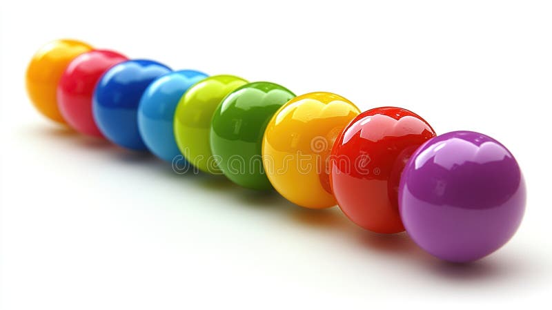 Colorful Spheres in a Row Against White Background Stock Image - Image ...