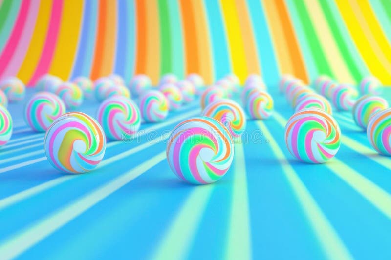 Colorful Spheres on Striped Surface Creates a Festive and Cheerful ...