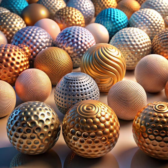 Colorful Spherical Objects in Various Metallic Finishes Stock Image ...